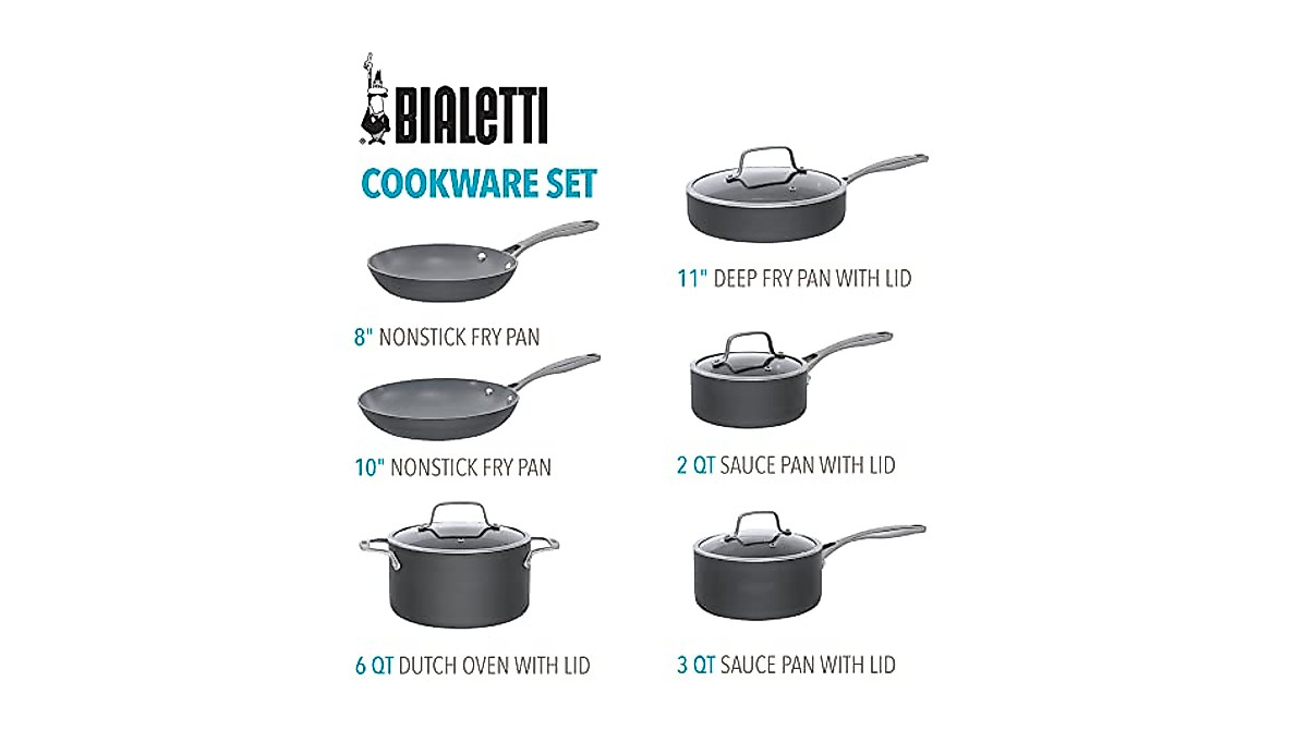 Bialetti Non-Stick Ceramic Cookware Set - 10 Pieces