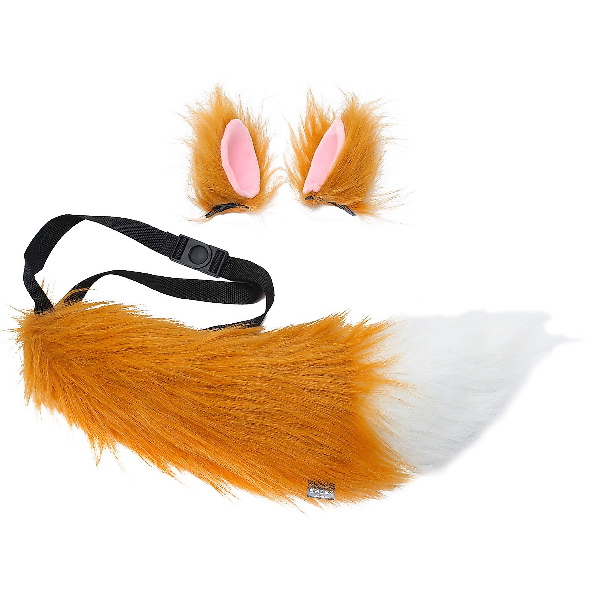 LA CARRIE Plush Tail and Ears Faux Fur Animal Fox Wolf Costume Kit for Unisex Kids Adult Party Halloween Fancy Dress Cosplay(Khaki)