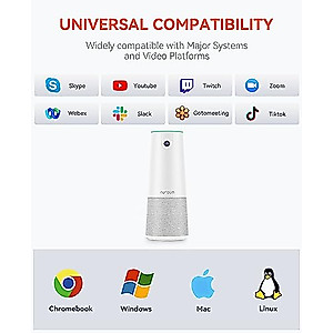 NUROUM C20 HD 1080P Conference Webcam, Video Conference Camera with Mic and Speaker, All-in-1 Ultra Wide-Angle 100° Webcam with Microphone, 13ft Voice Pickup, AI Noise-Cancellation, USB Plug&Play