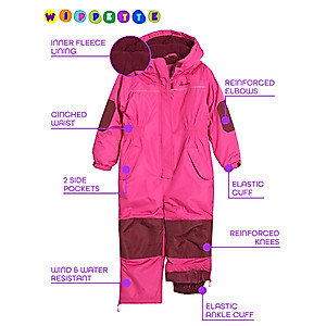 Wippette Baby Girls’ Snowsuit – Waterproof Insulated Fleece Lined Pram Snowmobile Ski Suit Coveralls (18M-6X), Size 5/6, Pink
