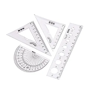 Operitacx 4 Set Suit Stationary Tools for Math Protractor Triangular Ruler Clear Ruler Geometry Ruler Protractor Ruler Rulers Stationery Plastic Ruler Unisex to Draft