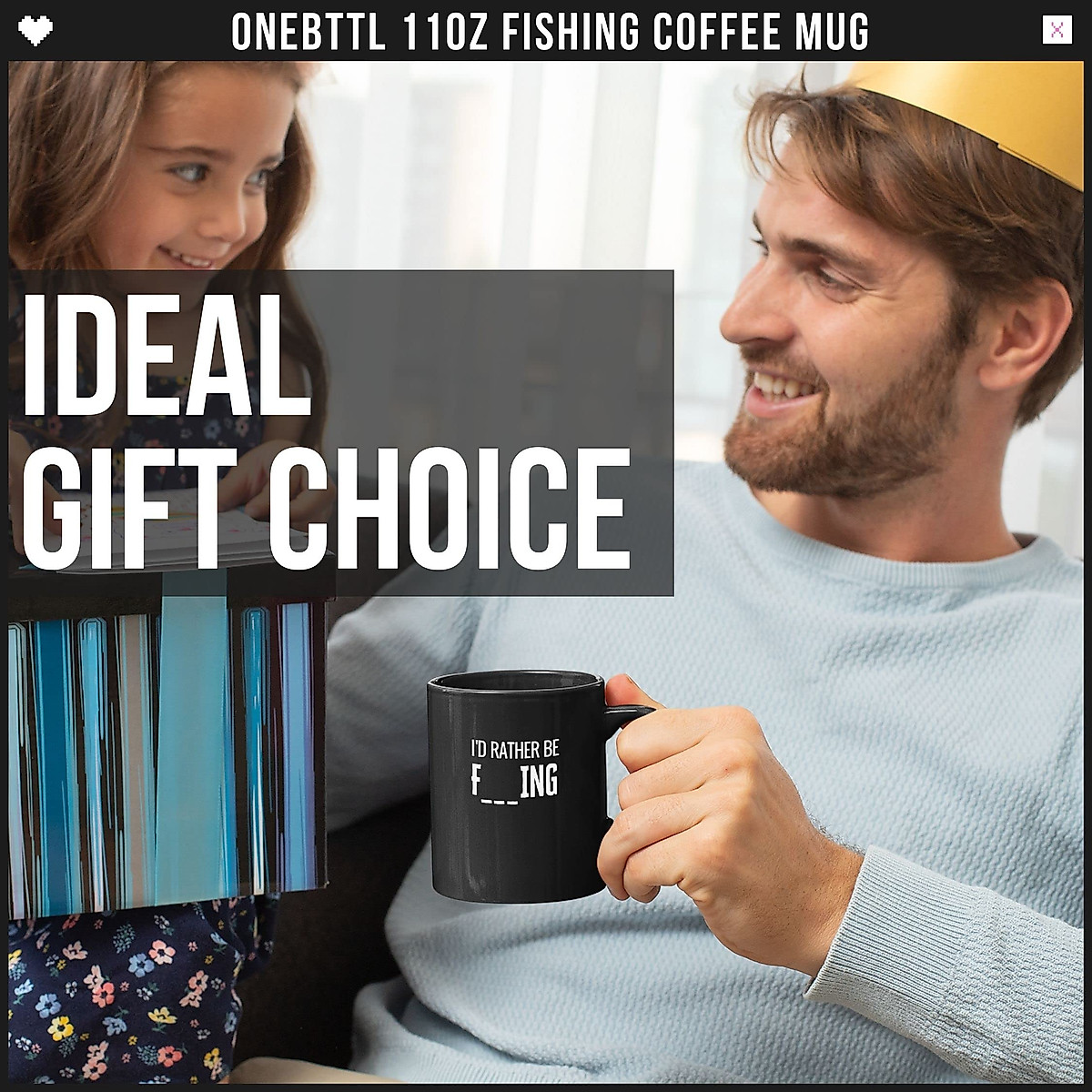Onebttl Fishing Gifts for Men, Coffee/Cold Drinks Mug, Fishmen Gift for Fishing Lover, Ceramic Heat Changing Mug, Gift Idea Cup For Christmas, Birthday- I'd Rather Be FISHING