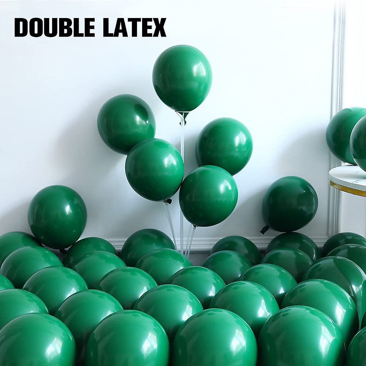 128Pcs Jungle Sarfari Balloon Garland Arch Kit, Double Stuffed Emerald Green Matellic Gold White Balloons with Artificial Palm Leaves for Wild One Animal Party Decorations Kids Birthday Baby Shower