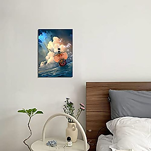 NESTLDEC Anime Poster Luffy Zoro Canvas Wall Art Thousand Sunny HD Print Painting The Straw Hat Pirates Room Decoration Boy Gift 12x16.5inch (Unframed)