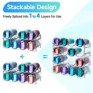 IROONN Water Bottle Organizer for Cabinet, Stackable Water Bottle Storage Rack, 4 Tier Water Bottle Holder for Kitchen Pantry, Tumbler Travel Mug Cup Organizer, Hold 16 Bottles