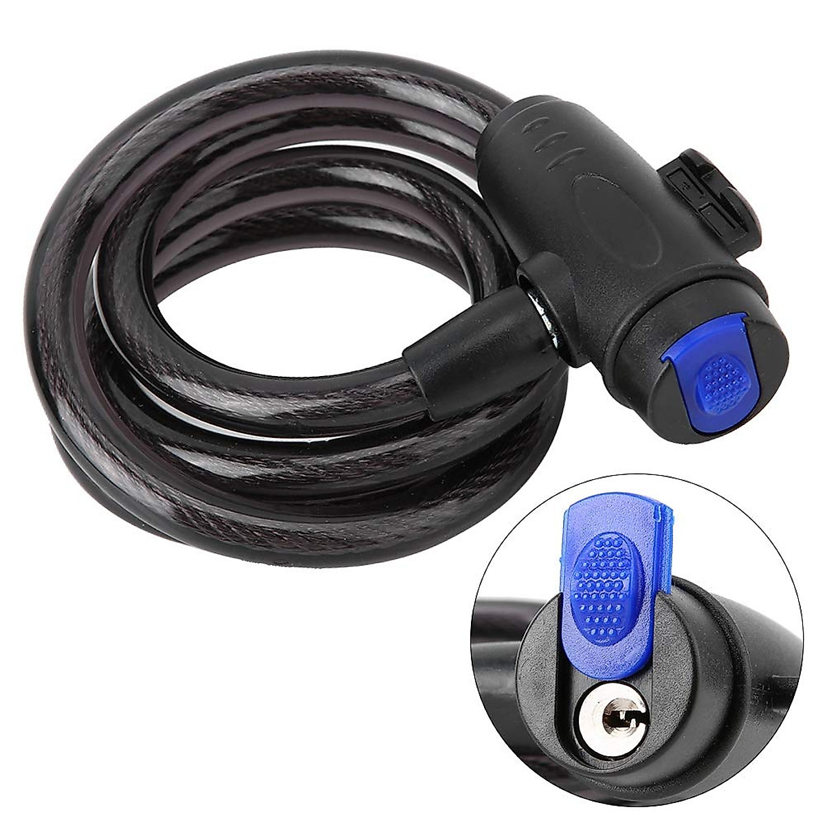 Wear-Resistant with Mounting Bracket Anti-Theft Bike Lock, Black Durable Bike Lock, Coiled Bike Locks for Indoor Outdoor