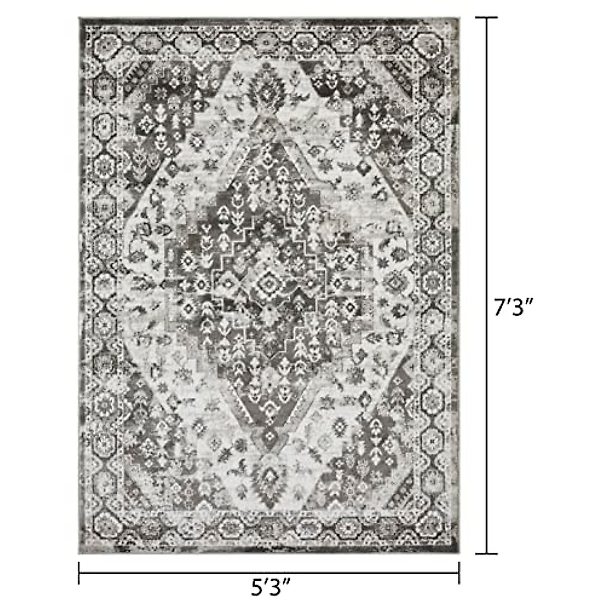 LOOMAKNOTI Rhane Adleigh 5' x 7' Gray Oriental Indoor Area Rug