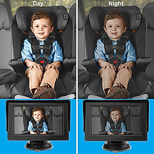 Baby Car Rear Mirror Camera, BackSeat Infant Car Camera with HD Night Vision 4.3 inches HD Mirror Display, Reusable Sucker Bracket, Upgraded 360 Degree Rotating Camera, Easily Watch Baby’s Move in Car