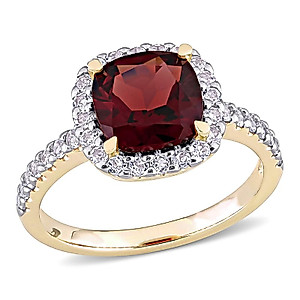 Abbie+Cleo Womens Cushion Cut Gemstone Halo Statement Ring in Yellow Gold Flash Plated Sterling Silver, Size 5