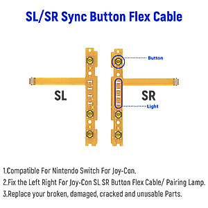 Mcbazel Replacement SL SR Left Right Sync Button Ribbon Flex Cable Set for NS Switch NS Joy-Con Controller Repair Spare Parts