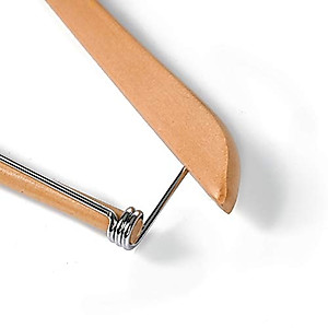 Quality Hangers Wooden Hangers Beautiful Sturdy Suit Coat Hangers with Locking Bar Glossy Natural Wood (20)