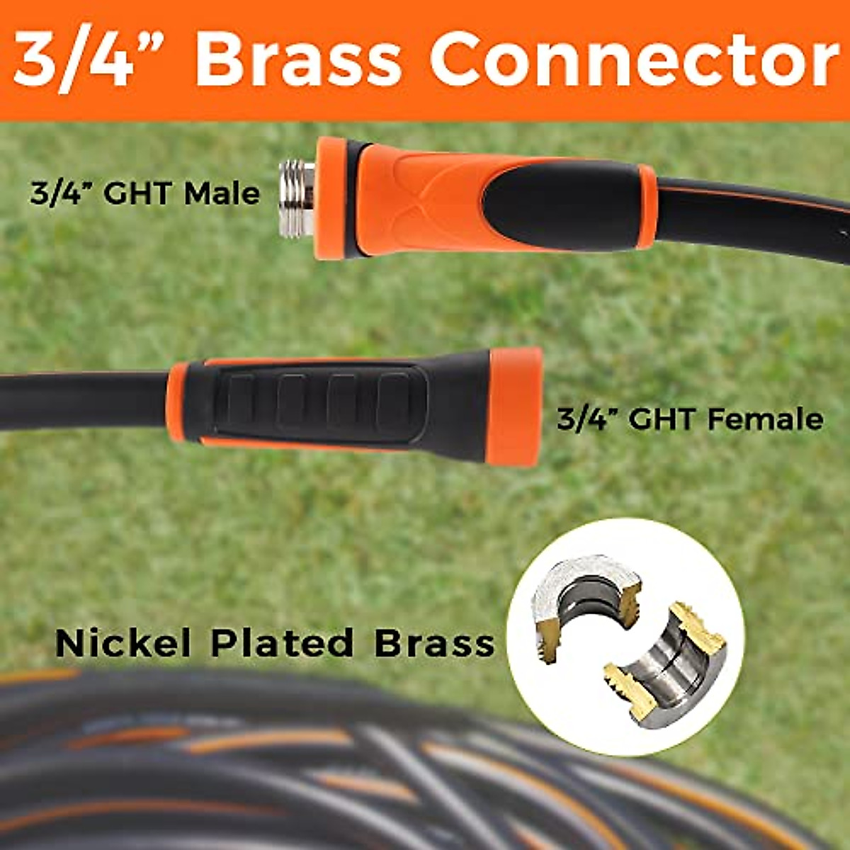 Giraffe Tools Garden Hose 50ft x 5/8", Water Hose Heavy Duty, Flexible, Lightweight Hybrid Hose with Swivel Grip Handle, Male to Female Fittings