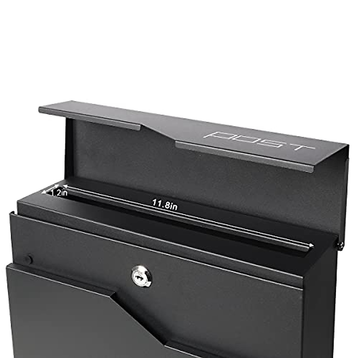 Large Mailbox Wall Mount with Lock, Decaller Modern Mailboxes for Outside, Black, 14.4" x 13" x 4.2"