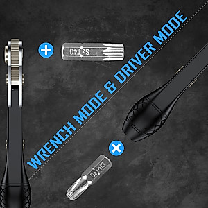 GreaTalent 37in1 S2 Steel Mini Ratchet Wrench Screwdriver Bit Set with 1/4" Hex Shank Phillips/Pozidriv/Hexagon/Torx/Slotted/Square Bits, 36-Tooth Gear, Magnetic Bit Holder, 90 Degree Drive Handle