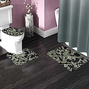 WONDERTIFY 3D Dollars Bathroom Antiskid Pad Hundred Money Falling 3 Pieces Bathroom Rugs Set, Bath Mat+Contour+Toilet Lid Cover