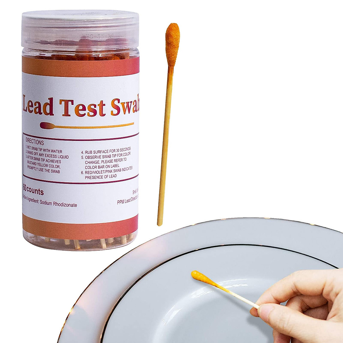 Lead Paint Test Kit Swabs - BIHYM Lead Paint Test Kit, 30/60 PCS Lead Check Swab for Home Use All Painted Surfaces, Dishes, Metal, Wood, Toys, Test Results in 30 Seconds (60PCS)