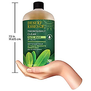 Desert Essence Thoroughly Clean Face Wash Original Deep Cleansing Formula with Tea Tree, Castile Soap & Coconut Oil - Gently Removes Oil & Impurities For Radiant, Revitalized, Smooth Skin - 32oz