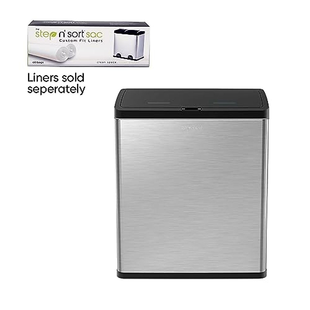 Step N' Sort The 16 Gallon Motion Sensor Dual Trash and Recycling Bin with Removable Inner Bins