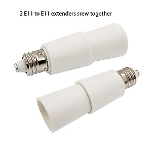 10pcs E-Simpo E11 to E11 Mini Candelabra Light Socket Base e11 led lamp Holder Adapter Extender Converter Extension(10pcs E11 to E11 Extender)