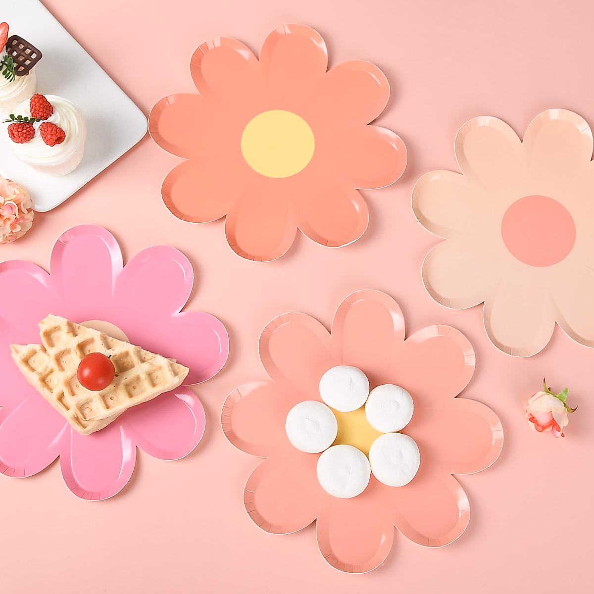 AimFun Daisy Paper Plates Groovy Party Plates Disposable 9inch Flower Shaped Dinner Plates Retro Boho Hippie Plates for Birthday Baby Shower Wedding Bridal Party Decor Supplies (36, Groovy)