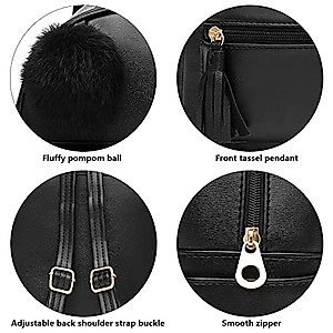 IHAYNER Mini Backpack Purse for Girls Teens Women Purses PU Leather Pom Backpack Shoulder Bag with Charm Tassel
