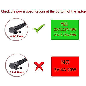 65W AC Charger for Lenovo Ideapad 3 5 Flex 5 4 6 11 14 15 Flex-14 Flex-15 Flex 5-1470 Ideapad 110 110s 310 320 330 330s 510 520 520 30s 710sYOGA 710 510 20V 3.25A Laptop Adapter Power Supply Cord