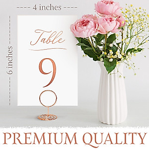 Rose Gold Table Numbers , 30 pc Wedding Table Numbers with Rose Gold Stands , Anniversary , Birthday , Bridal Shower Party , Baby Showers , Event