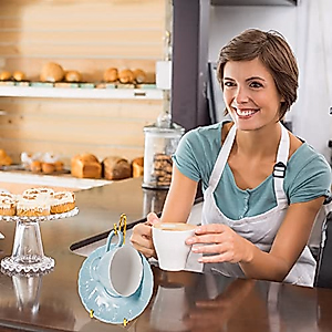 8 Pieces Tea Cup and Saucer Display Stand Holder Rack Metal Cup Saucer Holder Tea Cup Holder Display Coffee Mug Organizer for Plate Teapot, 6.22 x 2.44 Inches (Gold, Spiral Style)