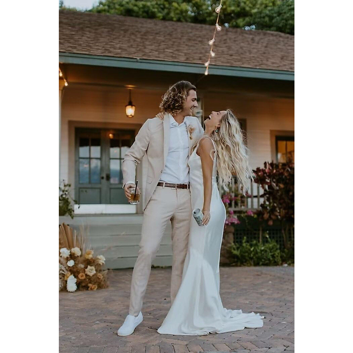 HUUTOE Two Piece Mens Linen Suit for Men Yellow Linen Suits for Beach Wedding Two Piece Mens Linen Suit XXXL 2024