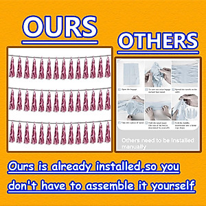 3P Metallic Fringe Tassel Banner Garland Foil Tinsel Streamer Wall Hanging Curtain Backdrop Banner for Parade Floats, Graduation Decorations, Wedding Party Decoration(Pink)