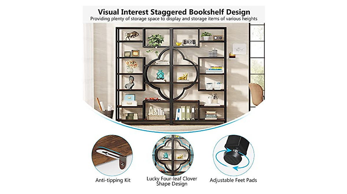 Tribesigns 75-Inch Unique Arc Bookshelf - Stylish Storage