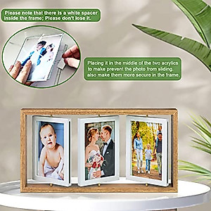 ZEEYUAN 4x6 Rotating Photo Frame Rustic 4x6 Wooden Picture Frames, Double Side-Display 6 Photos, Floating Photo Frame 4x6 Family Frame for Tabletop Display