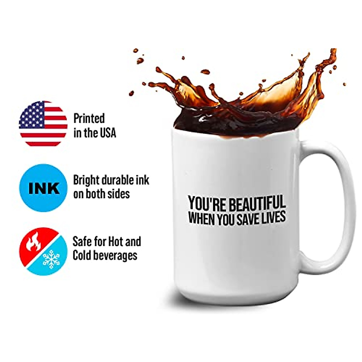 Bubble Hugs Nurse Coffee Mug 15oz White - You're Beautiful - Labor Clinical Certified Nursing Assistant Surgical Emergency Oncology Practitioner