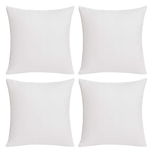Deconovo 4 PCS White Blank Cushion Covers for Sublimation, Faux Linen Pillow Covers with Invisible Zipper, Soft Pillow Covers for Bench,18x18 Inch, Set of 4 Case Only No Insert