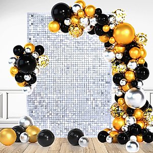 IMOOA Wall Backdrop - 24 Pcs Square Sequin Wall Panels Shimmer Backdrop, Wall Decor for Valentine's Decorations, Birthday, Wedding & Bachelorette Party (Silver)