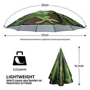 NLDGDZJ Umbrella Hat 27" Elastic headband,Umbrella Hats for Women Men,Head Umbrella Camouflage/1 Pack