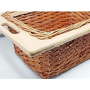 Pull-Out Wicker Basket with Frame Handles for Framed or Frameless 15" or 18" Cabinets w/Beech Frame and Runners (1, Width (11 5/16") for 15" Cabinets) Made in Poland