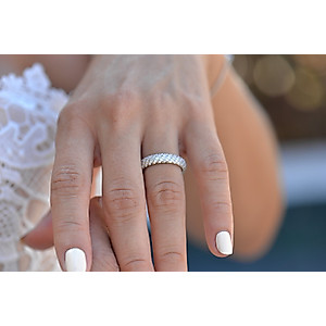 espere Sterling Silver 5mm Stacking Ring Full Eternity Band Rhodium Plated Size 8