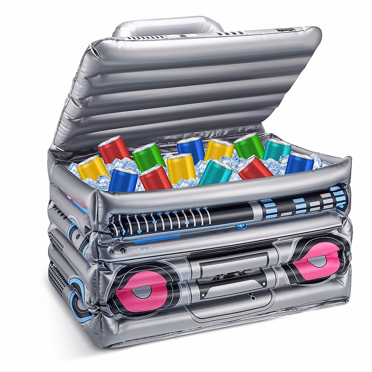 Inflatable Boom Box Beverage Cooler 80s Party Decorations Radio Blow up Birthday Drink Cooler for 90s Theme Retro Party Hip Hop Costume Accessory Party Supplies (1 Piece)