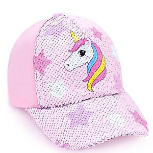 WAWSAM Kids Baseball Hat Unicorn Baseball Cap for Toddler Trucker Hat for Girls Ages 4-8 Adjustable Snapback Cap Pink