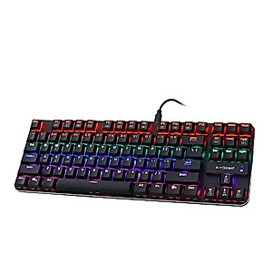 E-YOOSO Mechanical Keyboard LED Backlit Gaming Keyboard with Blue Switches, Compact 87 Key Ultra Slim Wired Keyboard for Desktop/PC/Laptop/Mac/Smart TV and Windows 10/8/ 7 (Red Switch)
