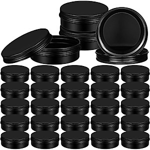 100 Pack Metal Tins 4 oz Aluminum Containers Screw Top Round Tin Cans with Lids for Cosmetic Lip Balm DIY Salves Candles Wax (Black)