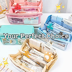 AuraGlor Big Capacity Pencil Case 8 Compartments Large Pencil Pouch Pen Bag Pencil Box Holder Organizer Simple Storage Aesthetic Stationery Cosmetic for Adults Men Women Office Essentials (White)