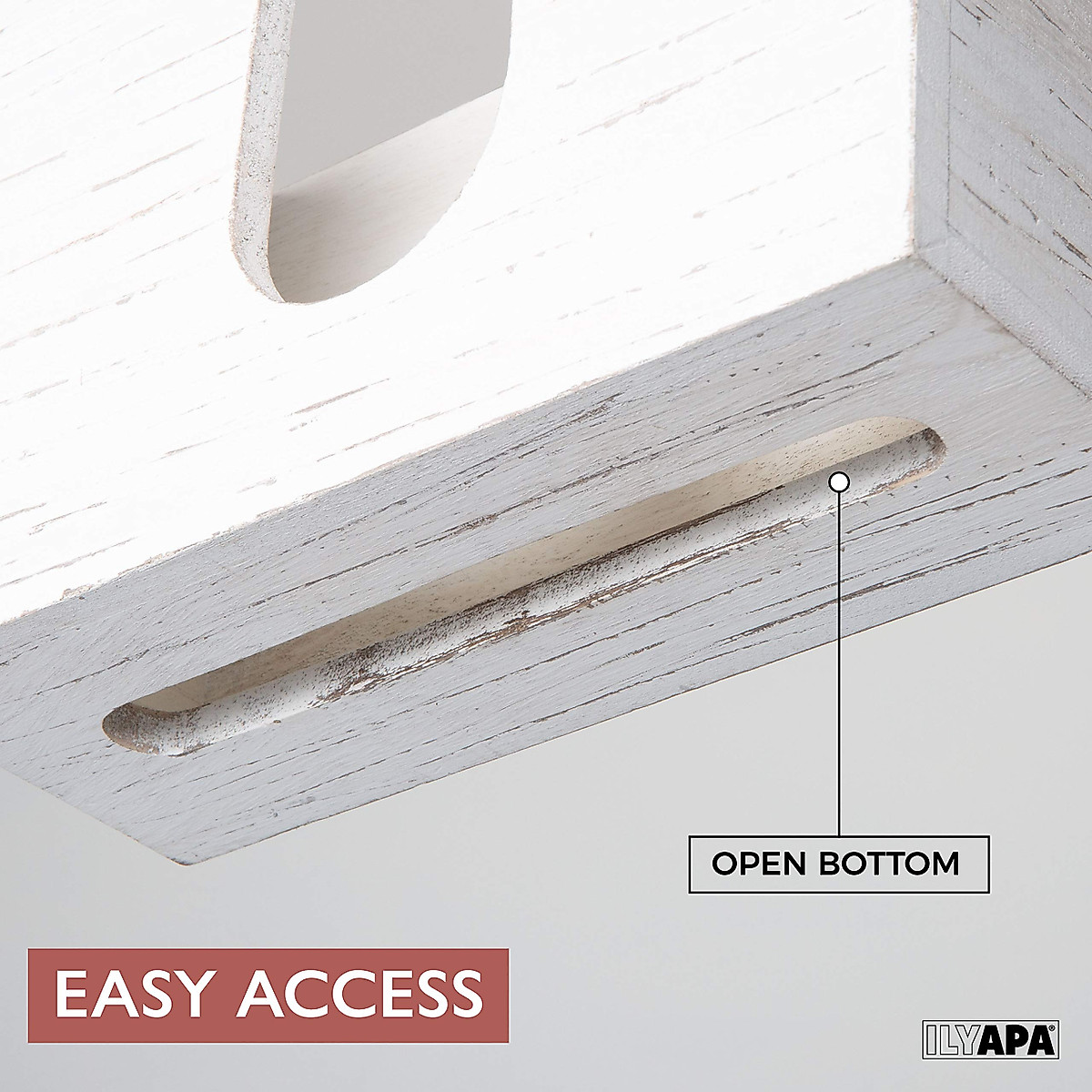 Ilyapa Wood Paper Towel Dispenser - Rustic Farmhouse White Wooden Multifold Hand Towel Holder