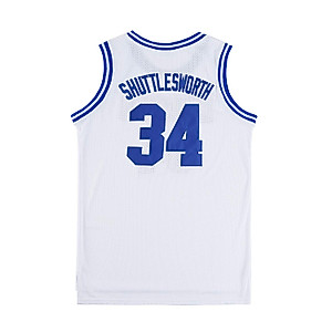 COMTOP Mens Lincoln #34 Jesus Shuttlesworth High School Movie Basketball Jersey for Adult White L
