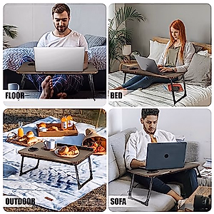 Laptop Desk for Bed, Bed Table for Laptop, Laptop Stand for Desk, Folding Laptop Lap Desk with 5 Adjustable Angles, Bed Tray with Cup Holder, TV Tray Table for Eating Reading Working on Bed Couch Sofa