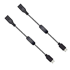 PNGKNYOCN 30cm USB C Male to Female On/Off Switch Cable YOUCHENG for Raspberry Pi 4 (2-Pack)