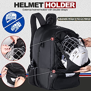 GoHimal Lacrosse Bag Extra Large Lacrosse Backpack with Tow Stick Holder (Black)