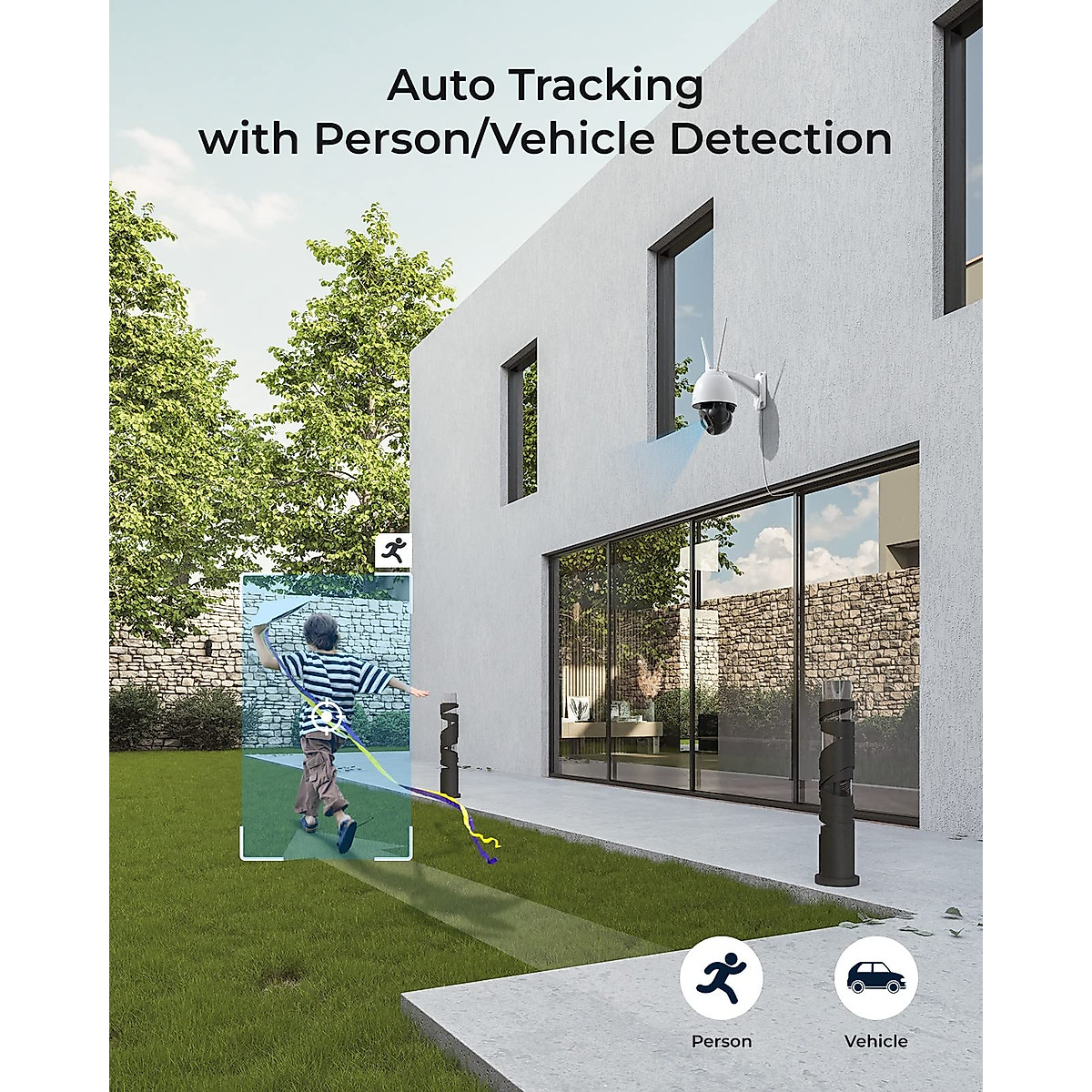 REOLINK RLC-523WA - PTZ Cameras Outdoor for Home Security, 5MP Wired WiFi Security Camera, 1920p, Auto Tracking, 5X Optical Zoom, AI Motion Detection, 2.4/5Ghz WiFi, Spotlights Color Night Vision