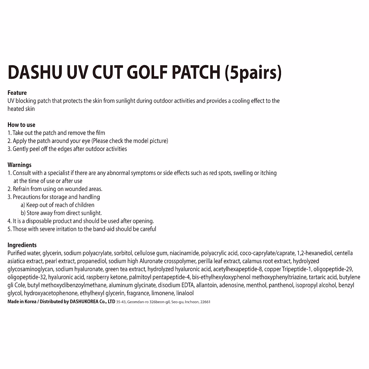 DASHU Daily Sunshield Golf Patch 5 Pairs | Korean Skin Care Cooling Gel Patches for Outdoors | Portable Collagen Patches for Face | Age Defying Sun Shield Peptide Patch | Easy Peel Off Facial Patches